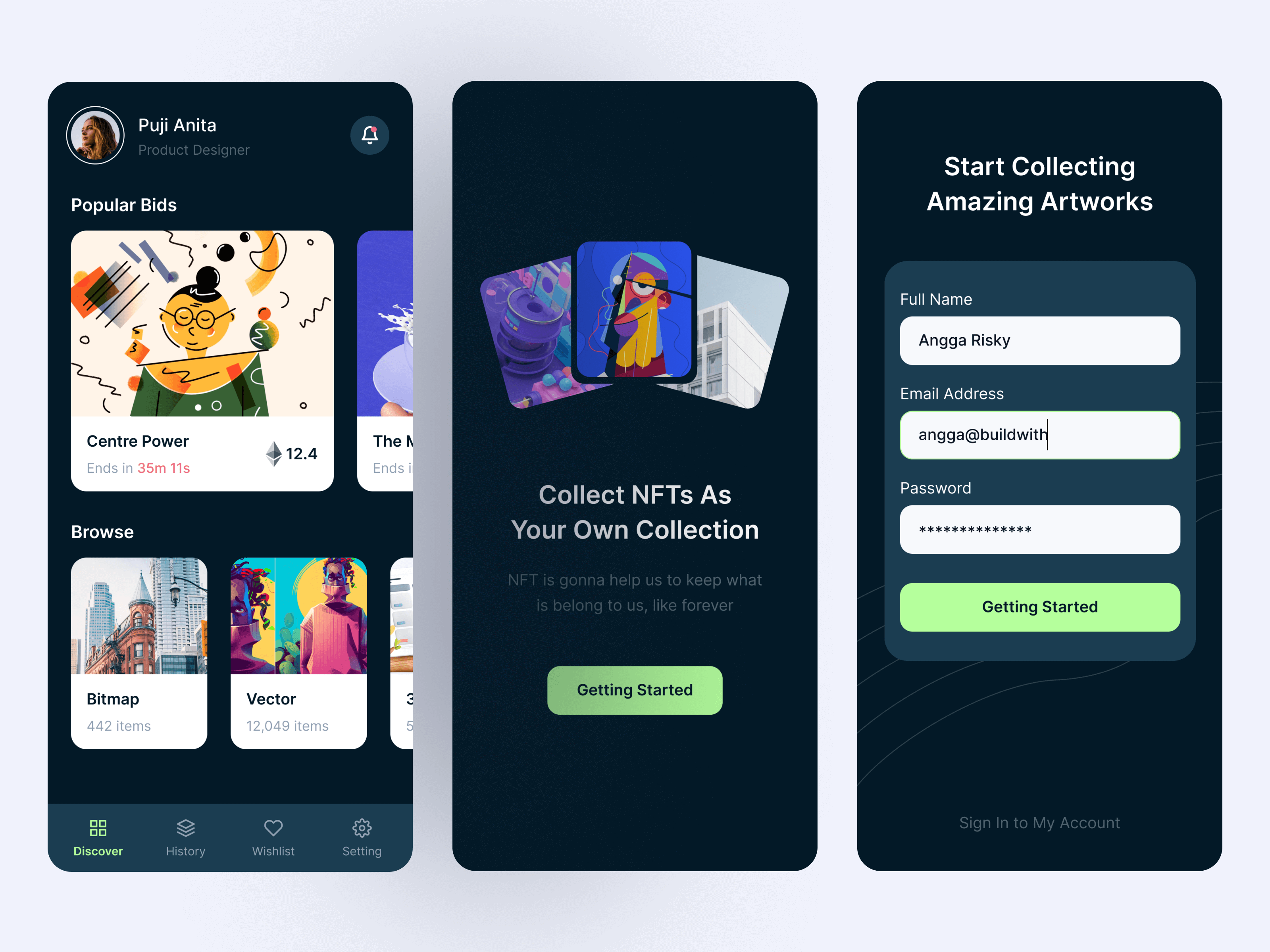Download NFT Lovers App Figma Template Shaynakit